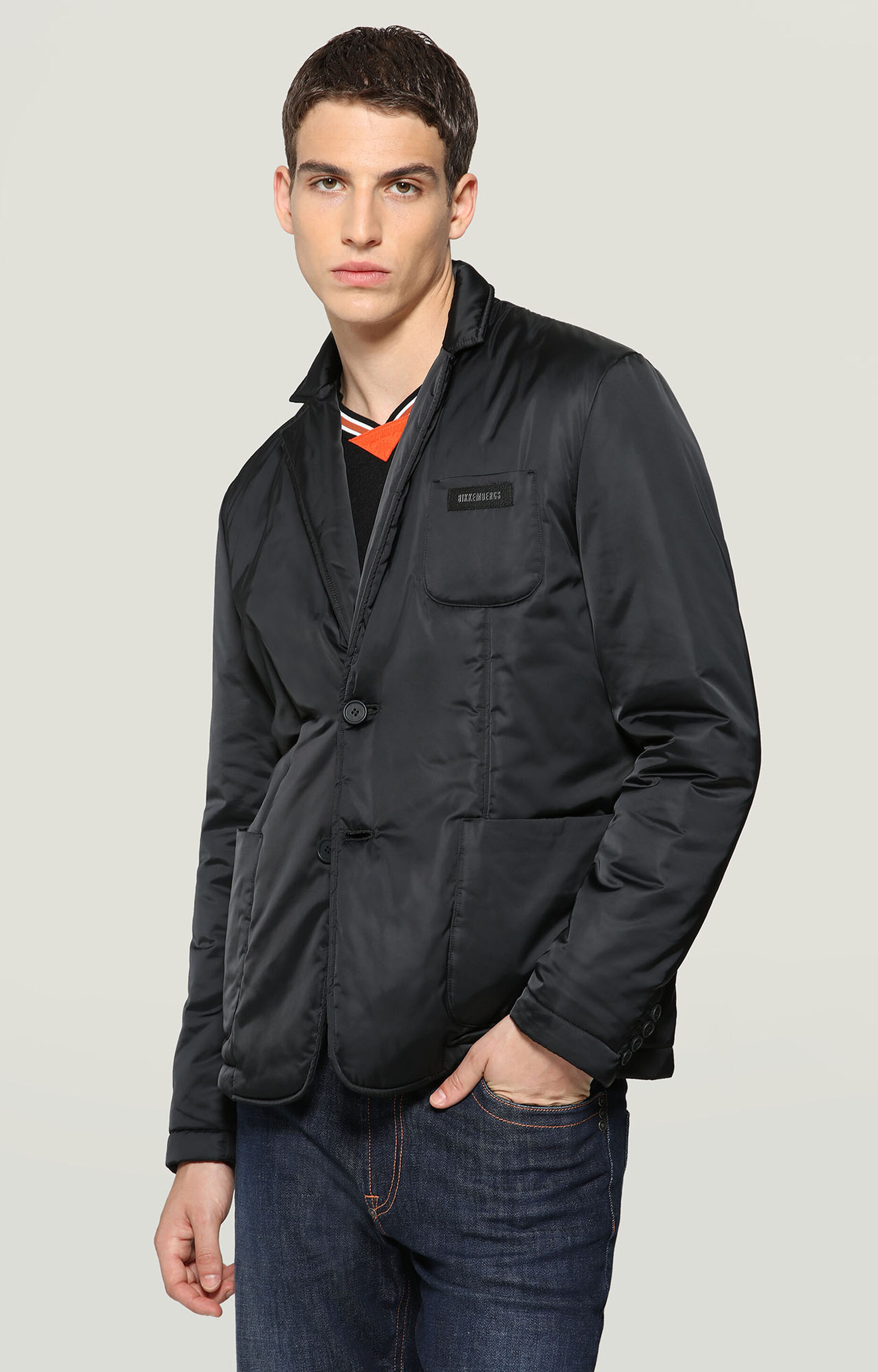 Giacca blazer in satin tecnico | BLACK | Bikkembergs