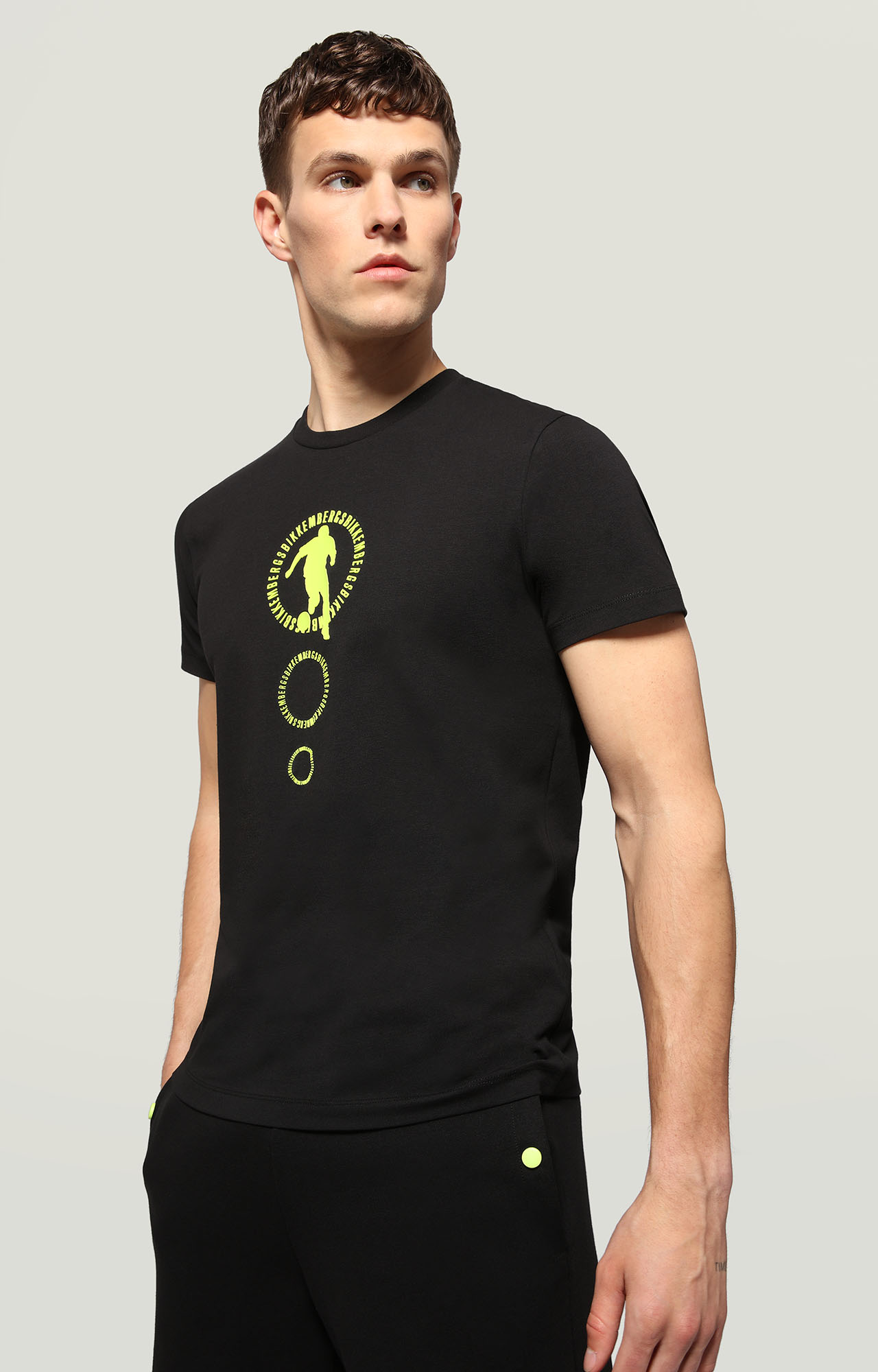 Men's Black T-shirt with rubberized print | Bikkembergs