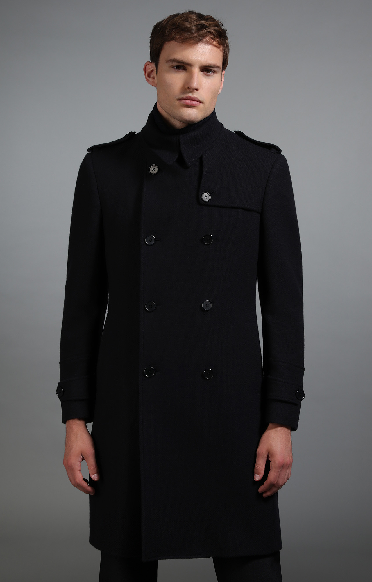 Blue Men's navy double breasted coat | Bikkembergs