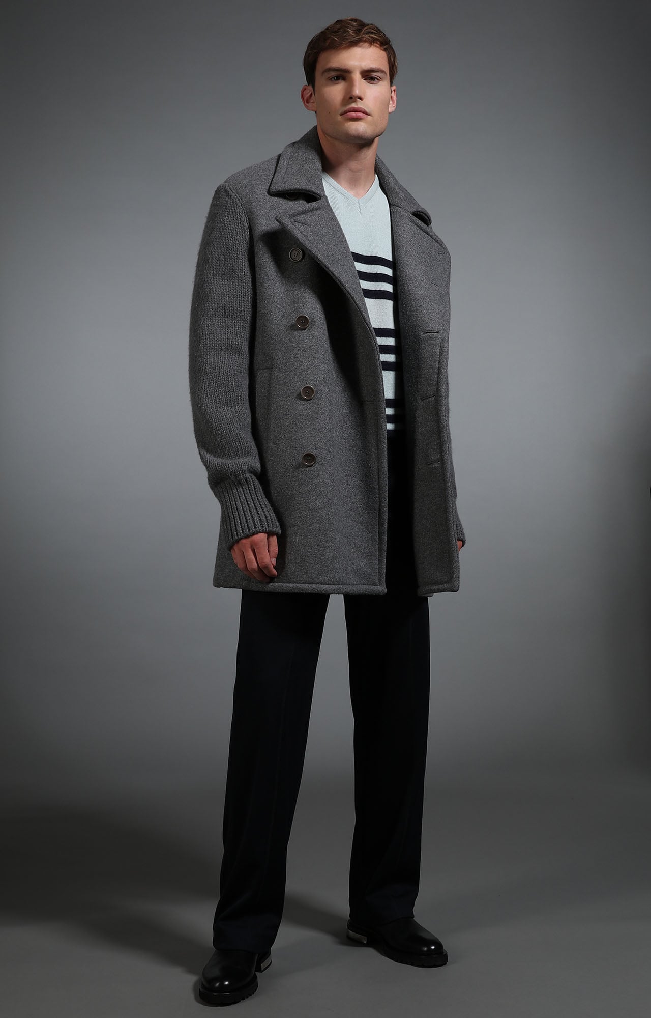 Grey Men's grey double breasted coat | Bikkembergs