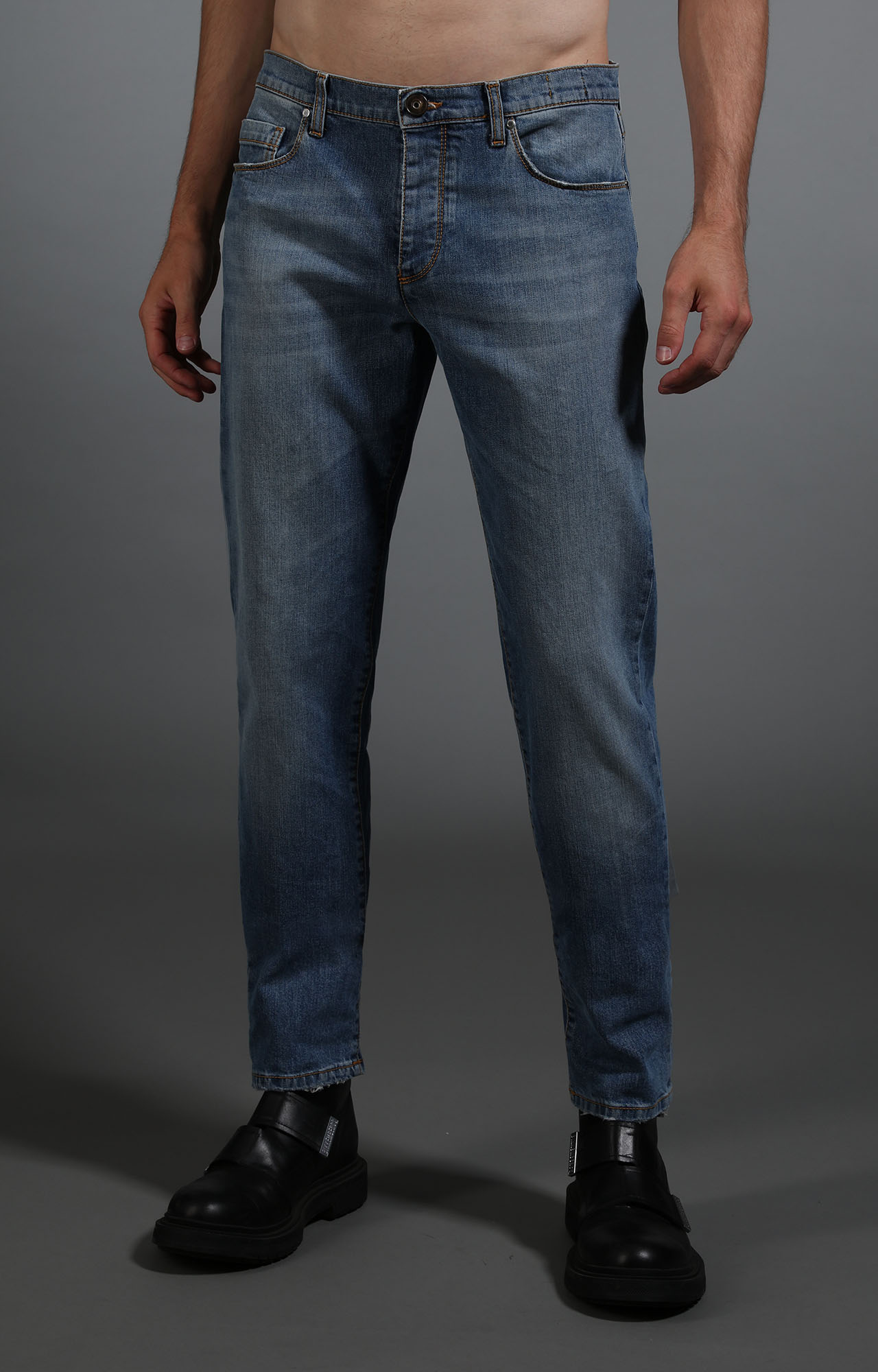 Blue Men's washed denim jeans | Bikkembergs