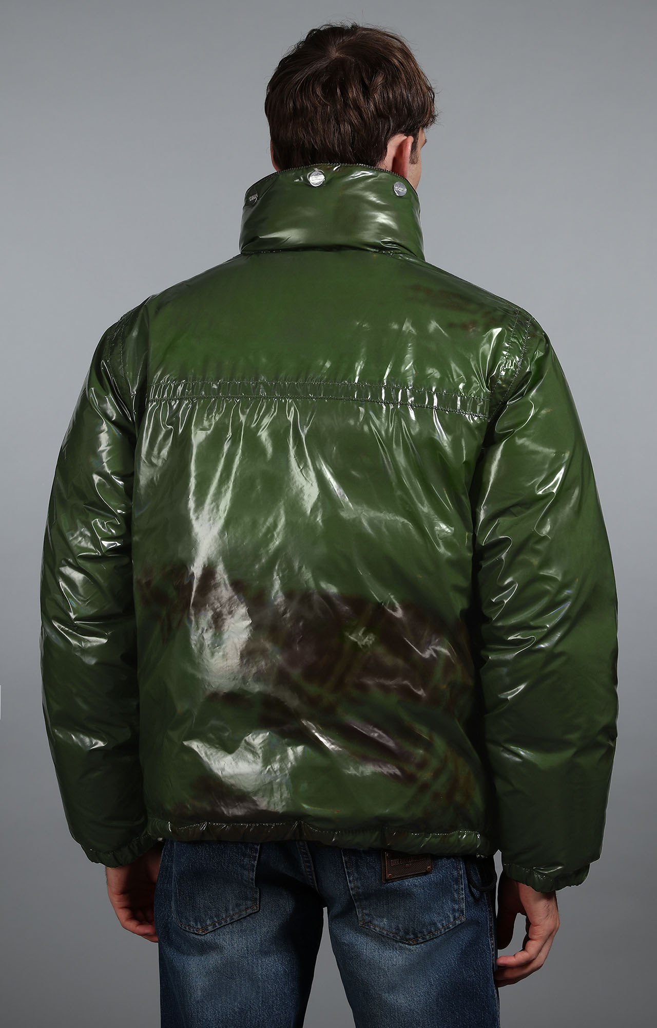 Green Men's ultra-shine green down jacket | Bikkembergs